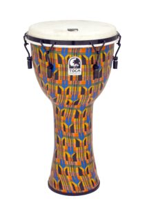 toca sfdmx-12k freestyle mechanically tuned 12-inch djembe - kente cloth