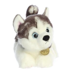 aurora® adorable miyoni® tots siberian husky pup stuffed animal - lifelike detail - cherished companionship - gray 10 inches