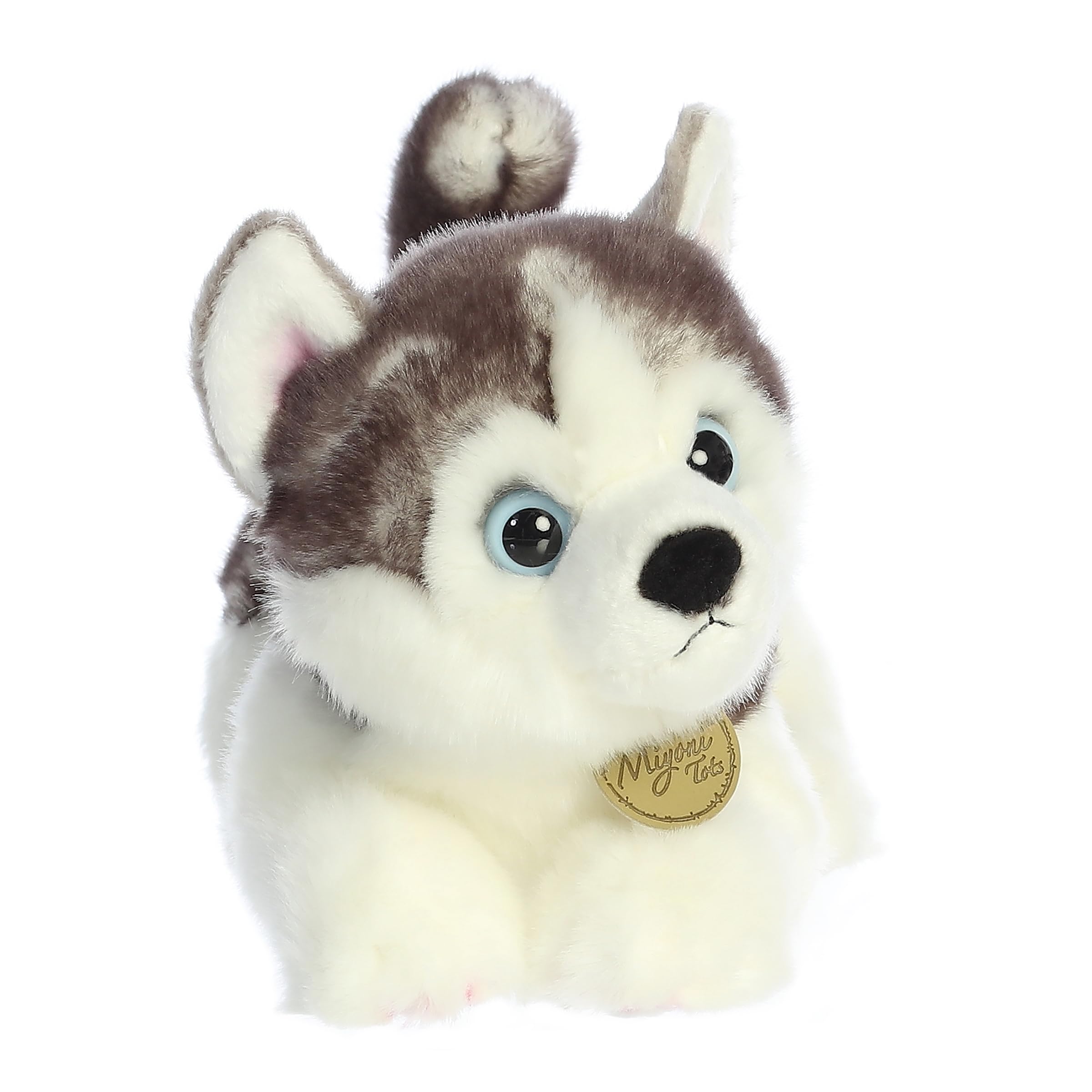 Aurora® Adorable Miyoni® Tots Siberian Husky Pup Stuffed Animal - Lifelike Detail - Cherished Companionship - Gray 10 Inches