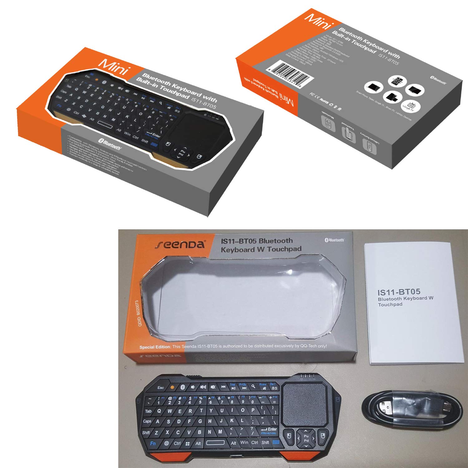 Mini Wireless Keyboard with Touchpad for Smart TV Projector Compatible with Android iOS Windows