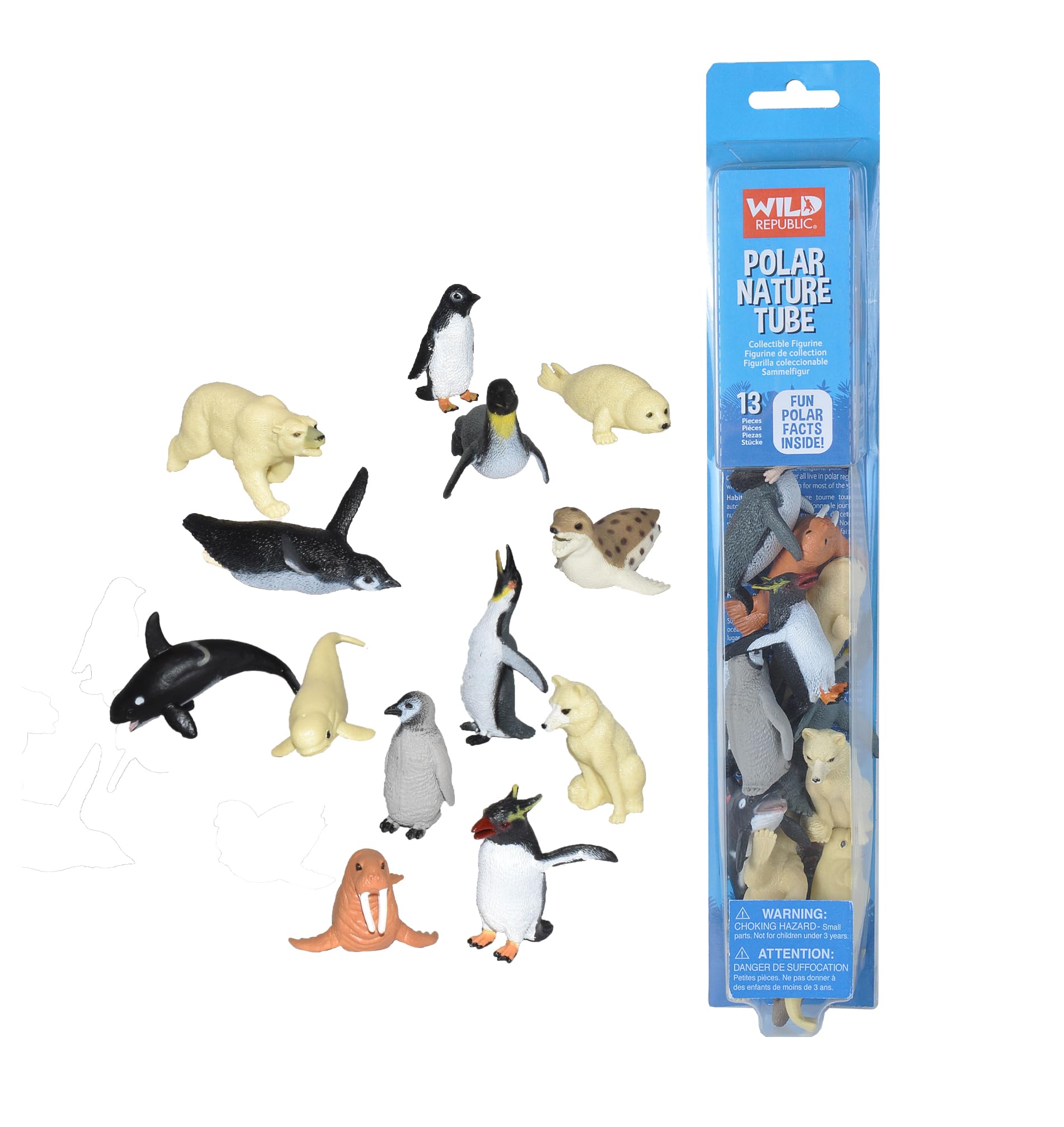 Wild Republic Polar Nature Tube, Arctic Animals, Kids Gifts, Educational Toys, Party Favors, 13-Piece