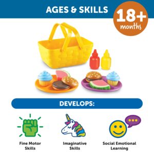 Learning Resources New Sprouts Picnic Set - 15 Pieces, Ages 18+ months, Pretend Play Food for Toddlers, Kitchen Play Toys for Kids