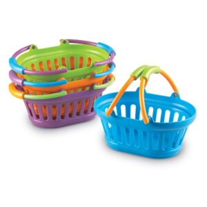 learning resources new sprouts stack of baskets - 4 pieces, ages 18 mos+ toddler pretend play toys, play grocery basket, perfect for easter baskets