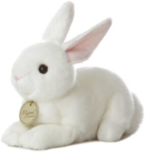 aurora® realistic miyoni® american white rabbit stuffed animal - lifelike detail - cherished companionship - 8 inches