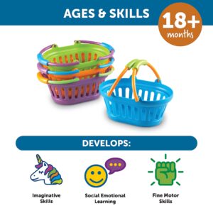 Learning Resources New Sprouts Stack of Baskets - 4 Pieces, Ages 18 mos+ Toddler Pretend Play Toys, Play Grocery Basket, Perfect for Easter Baskets