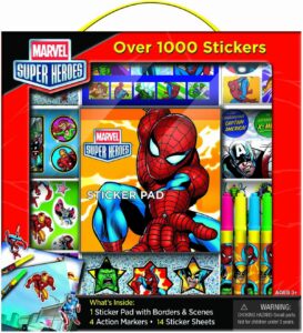 spiderman sticker box set - bundle of marvel super heroes sticker box with handle activity set | spidey stickers for kids