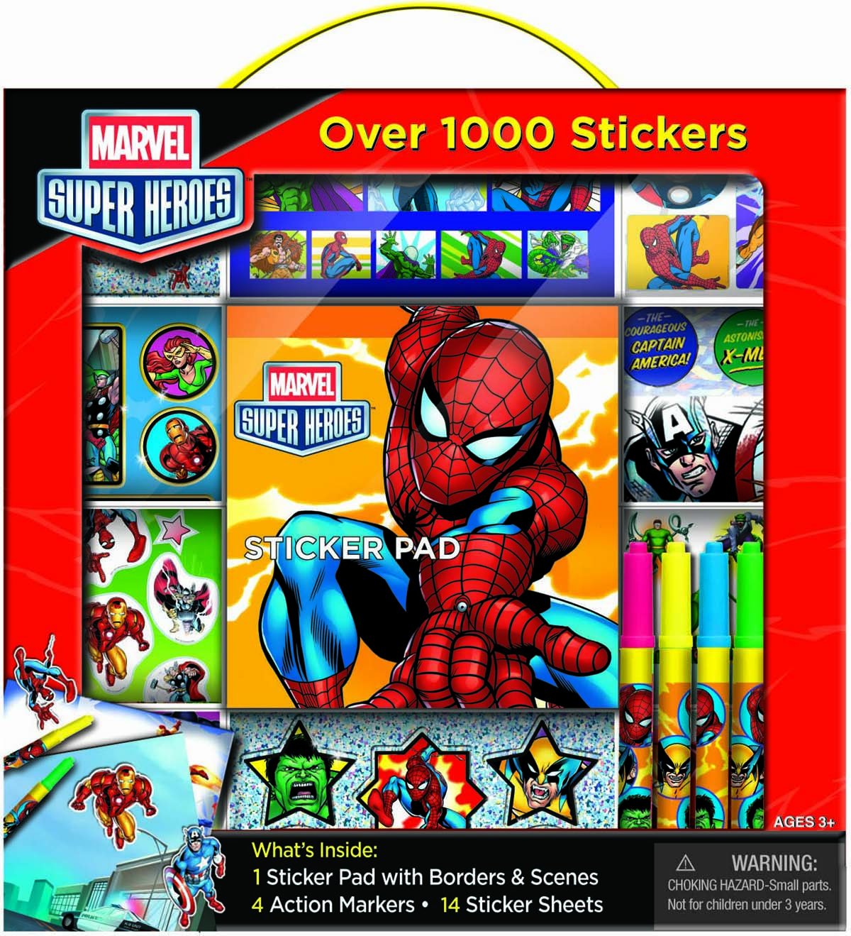 Spiderman Sticker Box Set - Bundle of Marvel Super Heroes Sticker Box with Handle Activity Set | Spidey Stickers for Kids