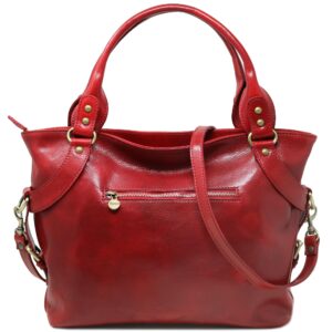 floto taormina bag in italian calfskin leather - handbag, shoulder bag, hobo (tuscan red)