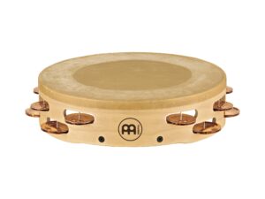 meinl percussion ae-mtah2bo artisan edition maple tambourine with calf skin head and bronze jingles, 2 rows