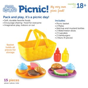 Learning Resources New Sprouts Picnic Set - 15 Pieces, Ages 18+ months, Pretend Play Food for Toddlers, Kitchen Play Toys for Kids