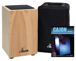 xdrum primero cajon natural including pocket (snare sound, box drum, drum box, wood, including gig bag and allen key)