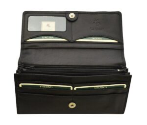 visconti heritage -35 soft leather large ladies purse wallet (black)