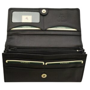 Visconti Heritage -35 Soft Leather Large Ladies Purse Wallet (Black)