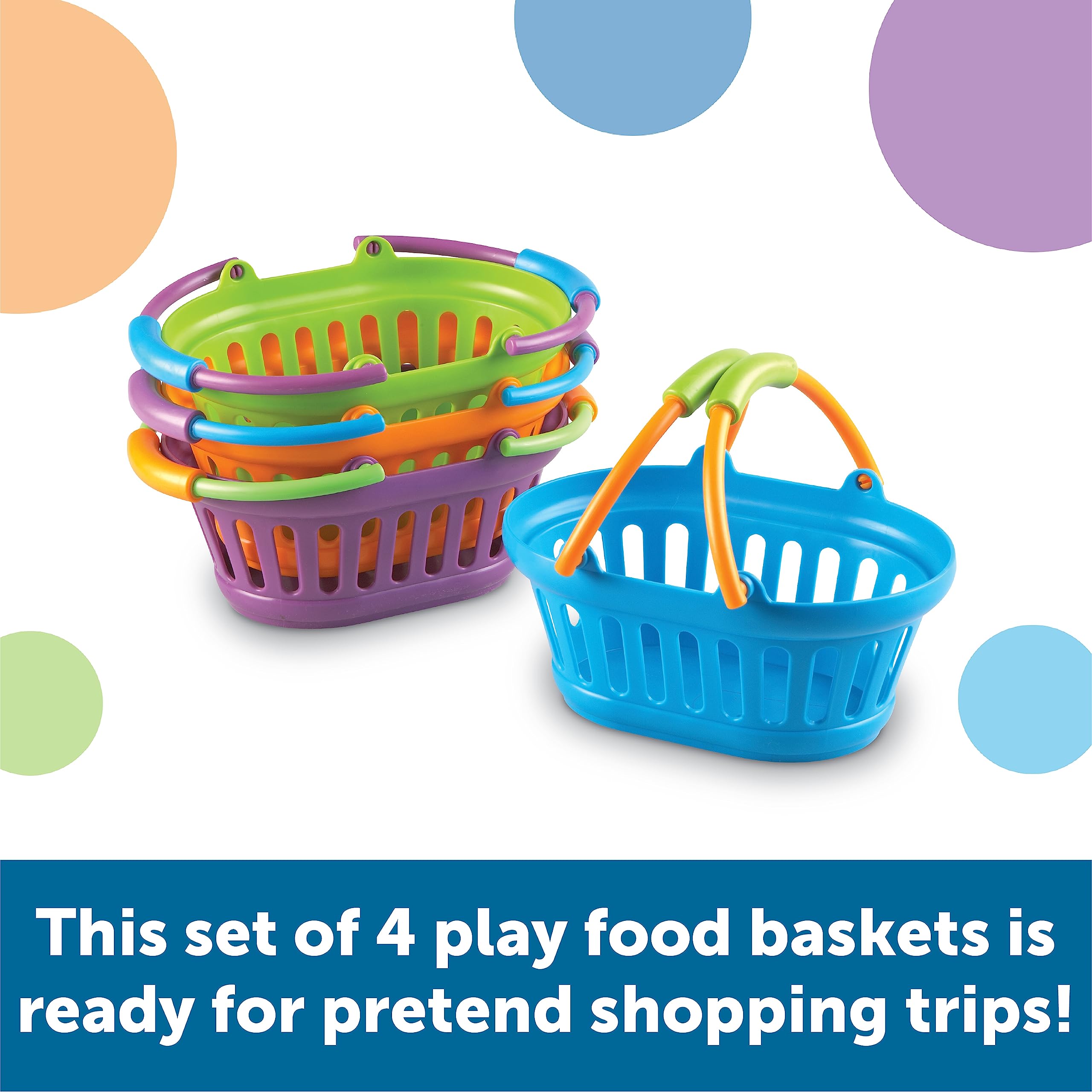 Learning Resources New Sprouts Stack of Baskets - 4 Pieces, Ages 18 mos+ Toddler Pretend Play Toys, Play Grocery Basket, Perfect for Easter Baskets