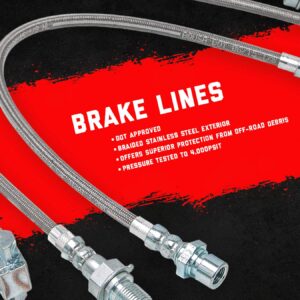 Rough Country Front Stainless Brake Lines for 87-06 Jeep TJ/YJ/XJ | 4-6" - 89702