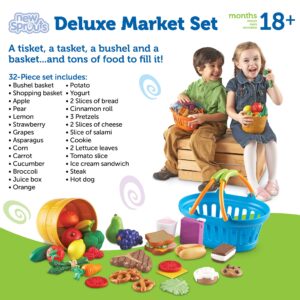 Learning Resources New Sprouts Deluxe Market Set - 32 Pieces, Ages 18+ Months Pretend Play Food for Toddlers, Preschool Learning Toys, Kitchen Play Toys for Kids