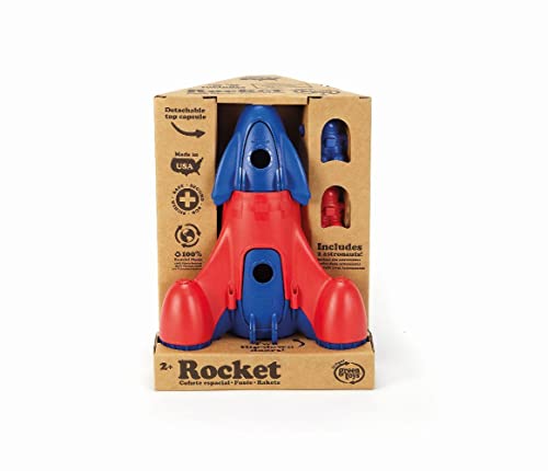 Green Toys Rocket with 2 Astronauts Toy Vehicle Playset, Blue/Red