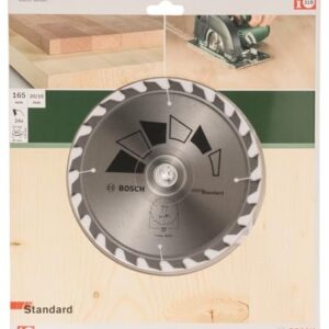 Bosch 2609256 B55 Standard Carbide Circular Saw Blade with 24 Teeth – 165 mm in Diameter – 20 mm Bore (16 mm with Reduction Ring) – 1.6 mm Cutting Width