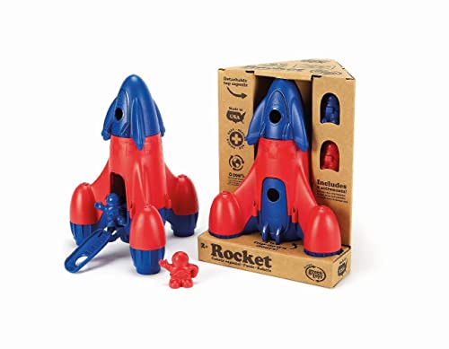 Green Toys Rocket with 2 Astronauts Toy Vehicle Playset, Blue/Red