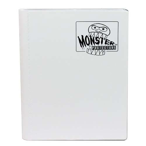 Monster 4 Pocket Trading Card Binder - Matte White Album, Anti-Theft & Anti-Drop TCG Protection w Side Loading Padded Pockets, Double Sided, Holds 160 Cards, For Sports, Gaming, Kpop, Christmas Gift