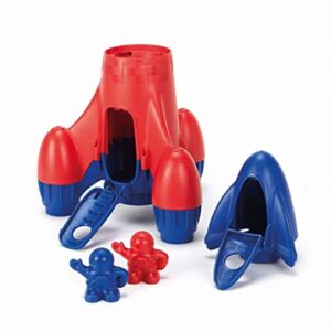 Green Toys Rocket with 2 Astronauts Toy Vehicle Playset, Blue/Red