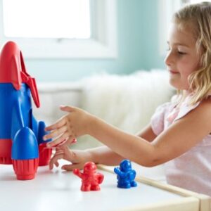 Green Toys Rocket, Red/Blue - 4 Piece Pretend Play, Motor Skills, Kids Toy Vehicle Playset. No BPA, phthalates, PVC. Dishwasher Safe, Recycled Plastic, Made in USA.