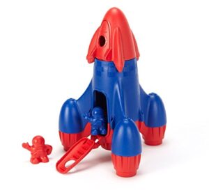 green toys rocket, red/blue - 4 piece pretend play, motor skills, kids toy vehicle playset. no bpa, phthalates, pvc. dishwasher safe, recycled plastic, made in usa.