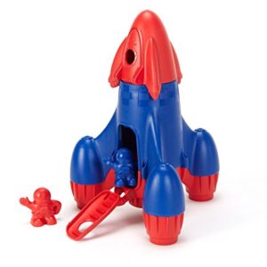 Green Toys Rocket, Red/Blue - 4 Piece Pretend Play, Motor Skills, Kids Toy Vehicle Playset. No BPA, phthalates, PVC. Dishwasher Safe, Recycled Plastic, Made in USA.