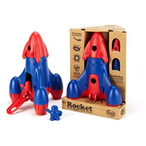 Green Toys Rocket, Red/Blue - 4 Piece Pretend Play, Motor Skills, Kids Toy Vehicle Playset. No BPA, phthalates, PVC. Dishwasher Safe, Recycled Plastic, Made in USA.