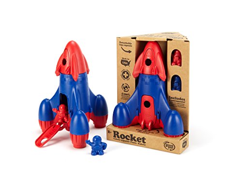 Green Toys Rocket, Red/Blue - 4 Piece Pretend Play, Motor Skills, Kids Toy Vehicle Playset. No BPA, phthalates, PVC. Dishwasher Safe, Recycled Plastic, Made in USA.