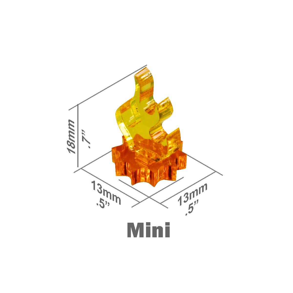 LITKO Flame Marker | Fire Indicator | Spell Effect | Inferno | Compatible with Dungeons & Dragons, Warhammer 40k, Bolt Action, and Other Wargames (Yellow Flames & Amber Base, Mini)