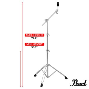 Pearl BC830 Double-Braced Cymbal Boom Stand, Medium Weight Boom Stand with Gearless UniLock Cymbal Tilter, Three-Tier Height Adjustment, and Sturdy Double-Braced legs.