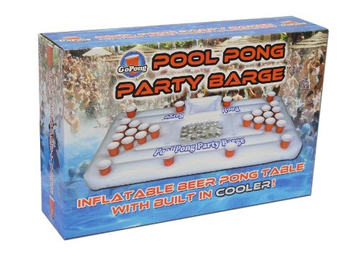 GoPong Original Pool Party Barge Floating Beer Pong Table with Cooler and Cup Holders