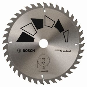 bosch 2609256 b56 standard carbide circular saw blade with 40 teeth – 184 mm in diameter – 20 mm bore (2.2 mm with reduction ring) – 1.6 mm cutting width