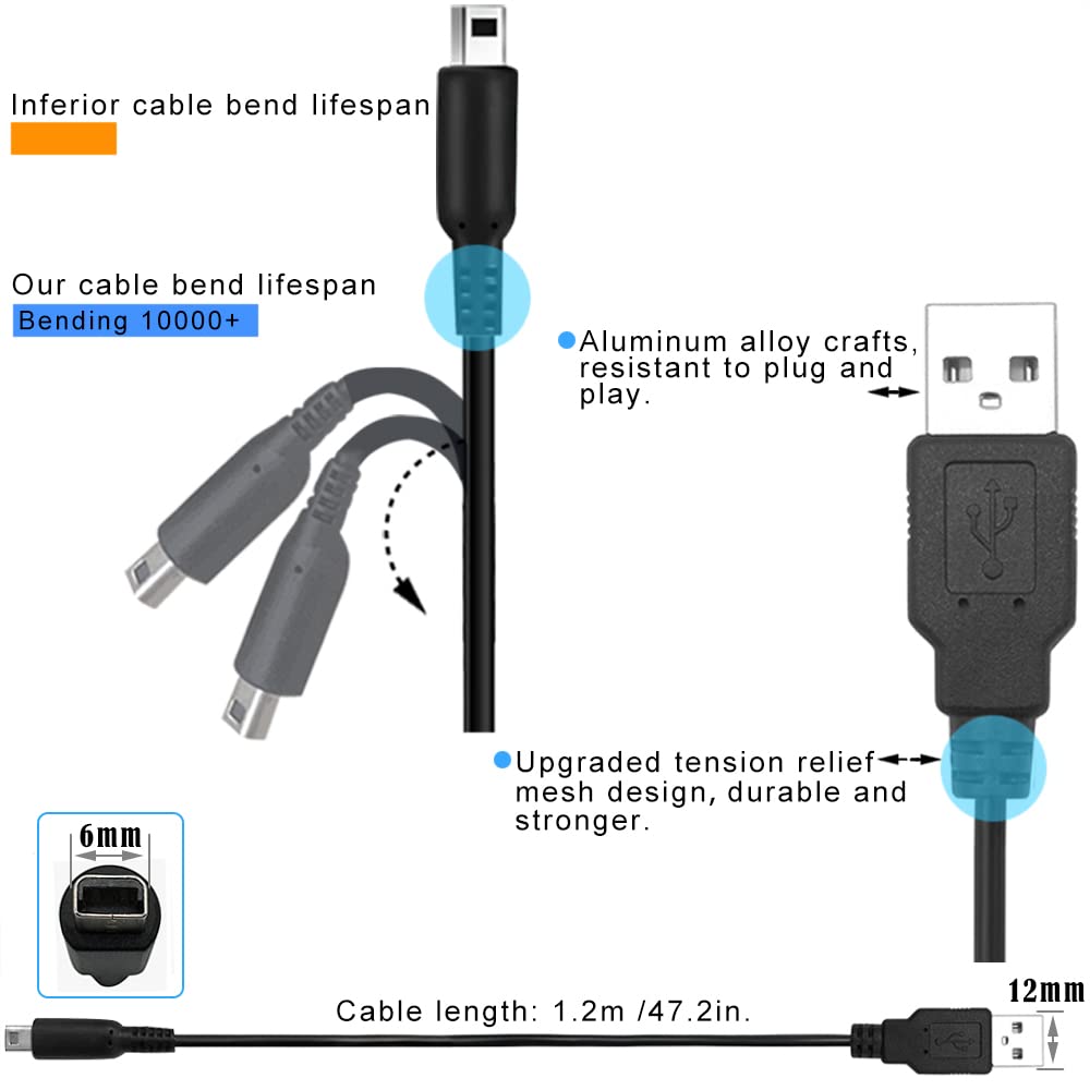 OSTENT USB Charger Power Supply Cable Cord for Nintendo 3DS Game Console