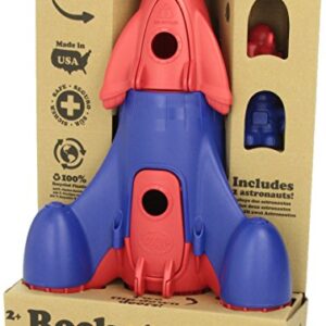 Green Toys Rocket, Red/Blue - 4 Piece Pretend Play, Motor Skills, Kids Toy Vehicle Playset. No BPA, phthalates, PVC. Dishwasher Safe, Recycled Plastic, Made in USA.