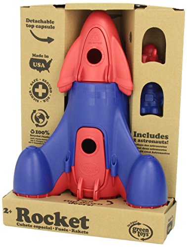 Green Toys Rocket, Red/Blue - 4 Piece Pretend Play, Motor Skills, Kids Toy Vehicle Playset. No BPA, phthalates, PVC. Dishwasher Safe, Recycled Plastic, Made in USA.