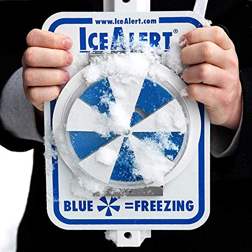 SmartSign Ice Alert Sign - 12 x 7 inch, Universal Mount Temperature Sensitive Indicator with Post-Section Bracket, 40 mil Rustproof Aluminum, Blue, Grey and White, Set of 1, Made in USA