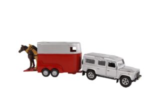 kids globe land rover defender with horse trailer, assorted color