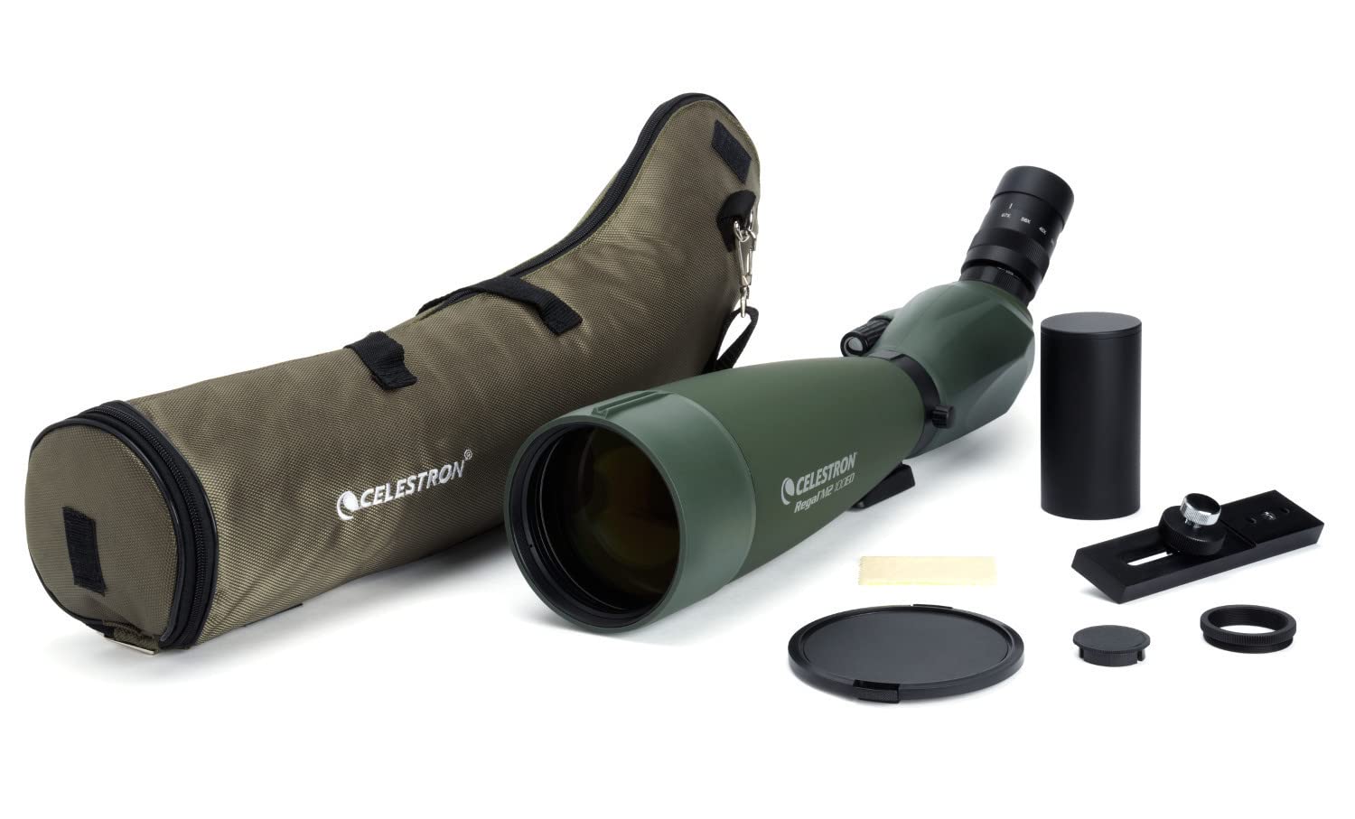 Celestron Regal M2 100ED Spotting Scope – ED Glass for Hunting, Birding and Outdoor Actvities – Phase and Dielectric Coated BaK-4 Prism – Fully Multi-Coated Optics – Dual Focus – 22-67x Zoom Eyepiece