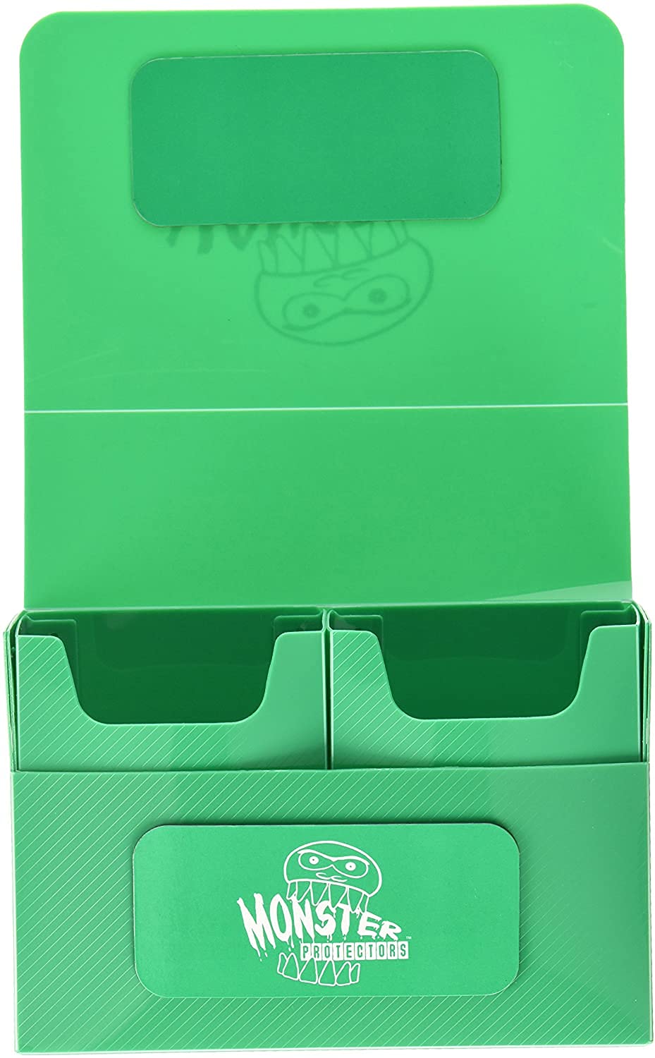 Monster Protectors Magnetic Double Deck Box - Green, Holds 150 Gaming TCGs, Self-Locking Closure, Compatible w Standard & Smaller Size Gaming Trading Cards, Removable Construction