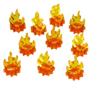 litko flame marker | fire indicator | spell effect | inferno | compatible with dungeons & dragons, warhammer 40k, bolt action, and other wargames (yellow flames & amber base, mini)