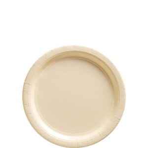 vanilla creme round paper plates - 6.75" (pack of 50) - perfect for parties, celebrations & picnics