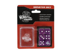 dice - monster protectors set of 6 d6 logo die with pocket carrying case (purple)