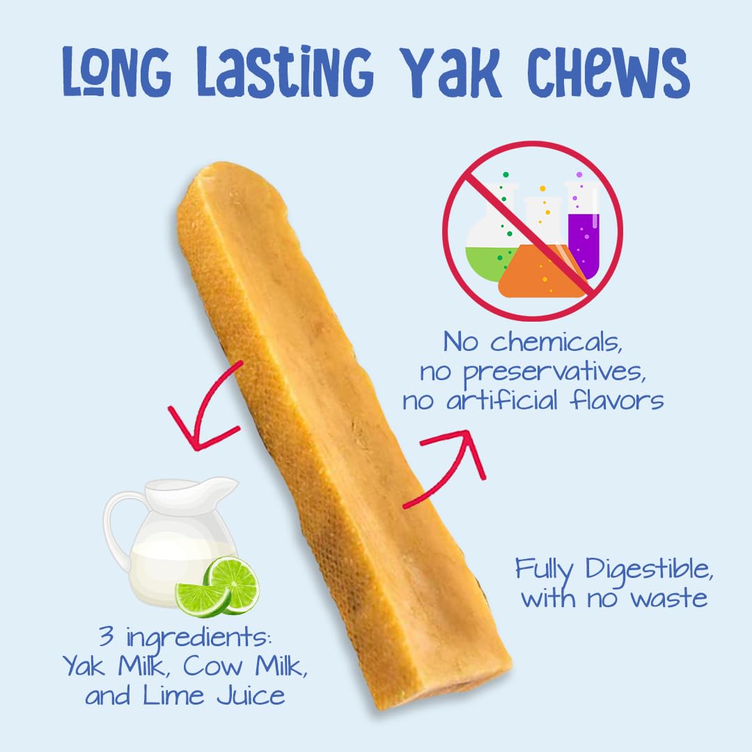 Yeti Dog Chew - Yak Cheese Himalayan Dog Chews - Healthy Long Lasting Dog Chews - Yak Chews for Large, Medium and Small Dogs - Yak Bones for Dogs - Natural Yak Cheese Dog Chews - Large, 7 oz