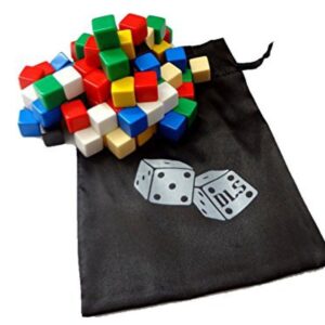 Discount Learning Supplies 100 Assorted Blank Dice 16 mm with Storage Bag