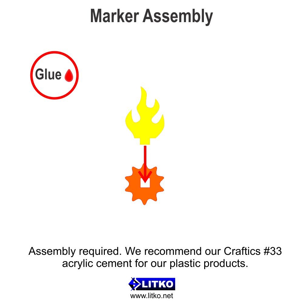 LITKO Flame Marker | Fire Indicator | Spell Effect | Inferno | Compatible with Dungeons & Dragons, Warhammer 40k, Bolt Action, and Other Wargames (Yellow Flames & Amber Base, Mini)