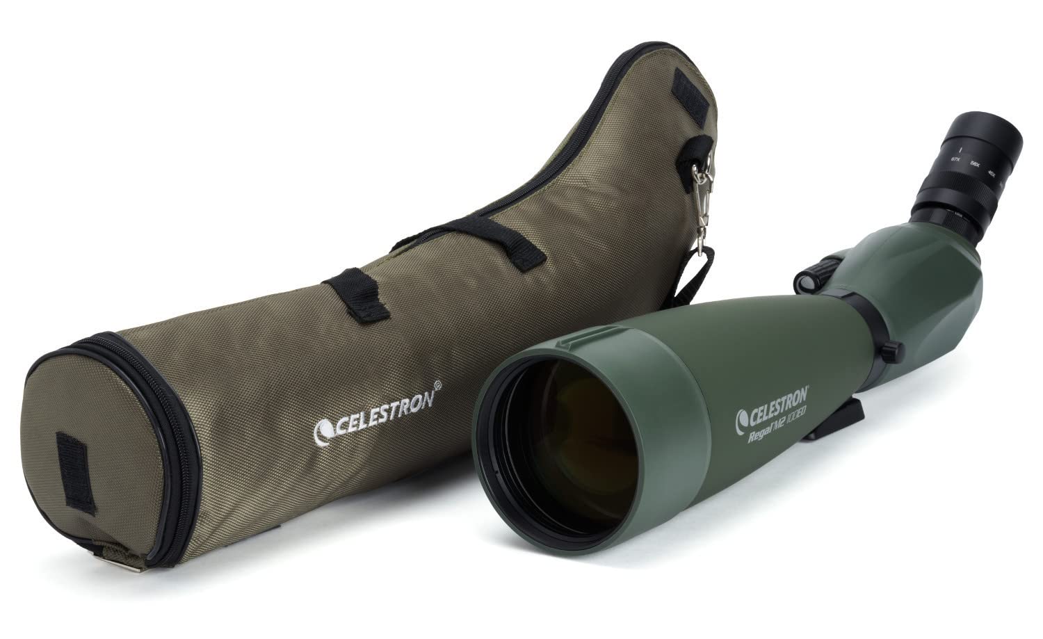 Celestron Regal M2 100ED Spotting Scope – ED Glass for Hunting, Birding and Outdoor Actvities – Phase and Dielectric Coated BaK-4 Prism – Fully Multi-Coated Optics – Dual Focus – 22-67x Zoom Eyepiece