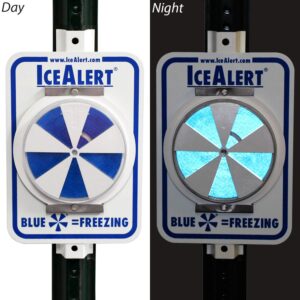 SmartSign Ice Alert Sign - 12 x 7 inch, Universal Mount Temperature Sensitive Indicator with Post-Section Bracket, 40 mil Rustproof Aluminum, Blue, Grey and White, Set of 1, Made in USA