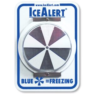 smartsign ice alert sign - 12 x 7 inch, universal mount temperature sensitive indicator with post-section bracket, 40 mil rustproof aluminum, blue, grey and white, set of 1, made in usa